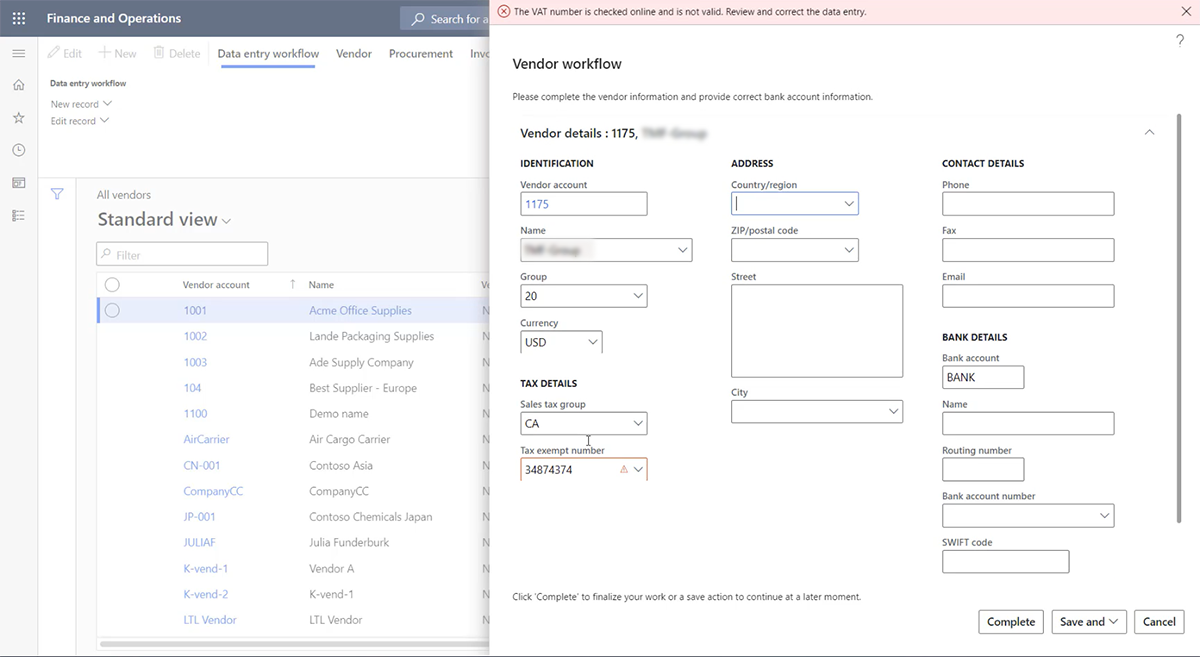 Master Data Management for Microsoft Dynamics Vendor Record Creation